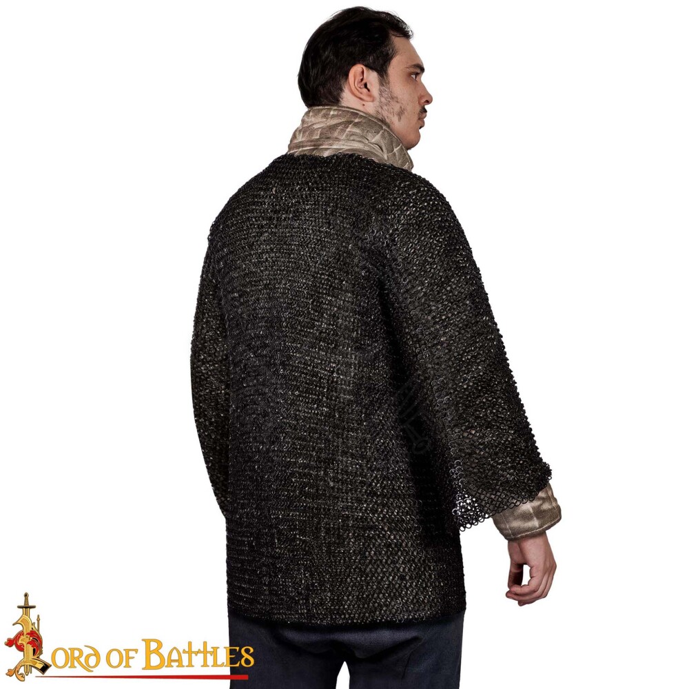 Half Sleeves Chain Mail Shirt from Mild Steel Round Rings Round Riveted ...