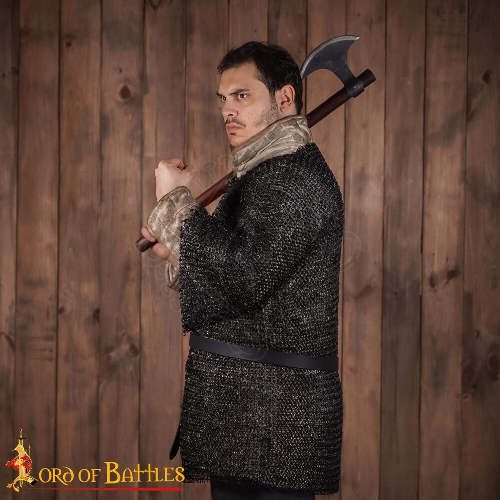 Half Sleeves Chain Mail Shirt from Mild Steel Round Rings Round Riveted ...