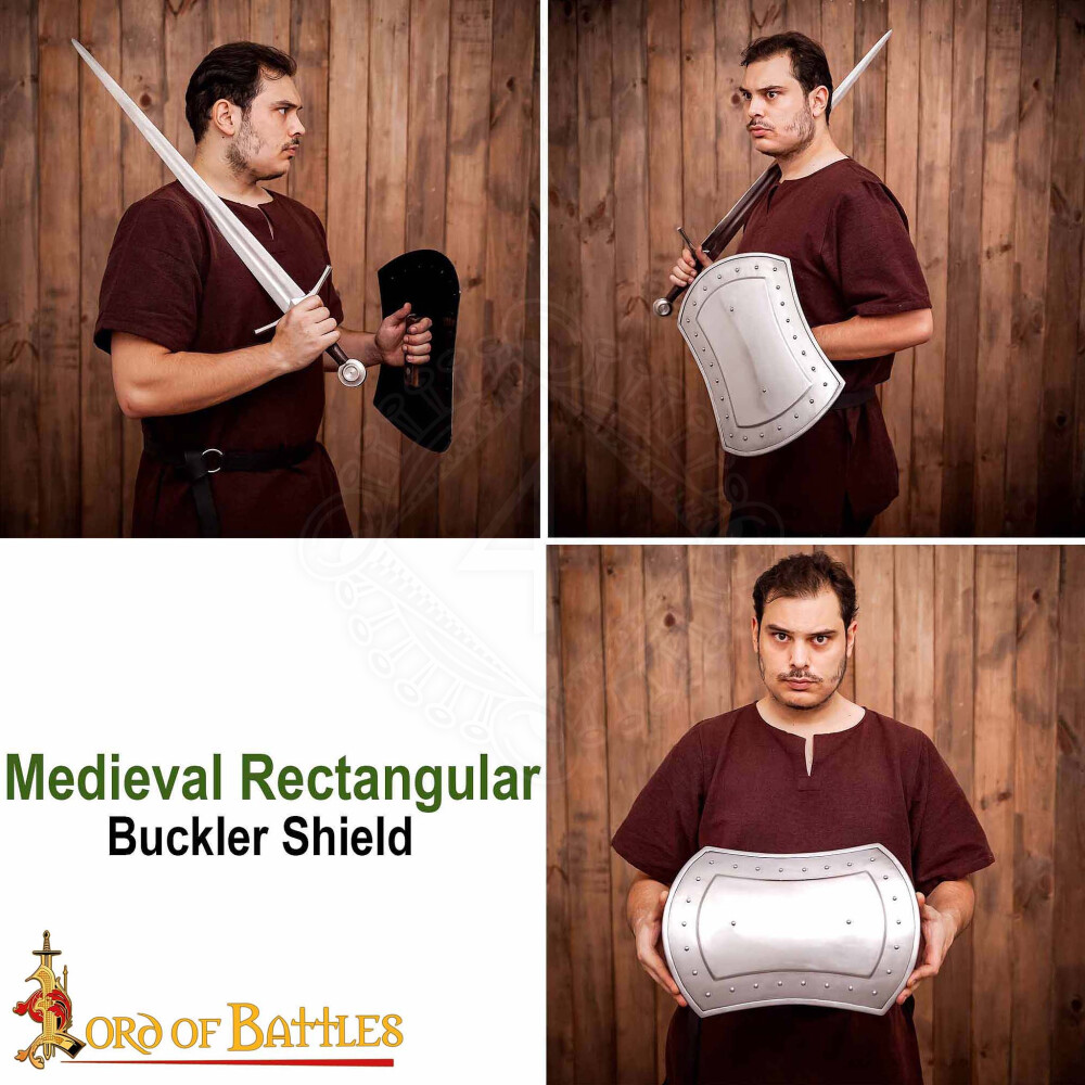Rectangular Shield Buckler 41x28cm Made of 1.6mm | Outfit4events