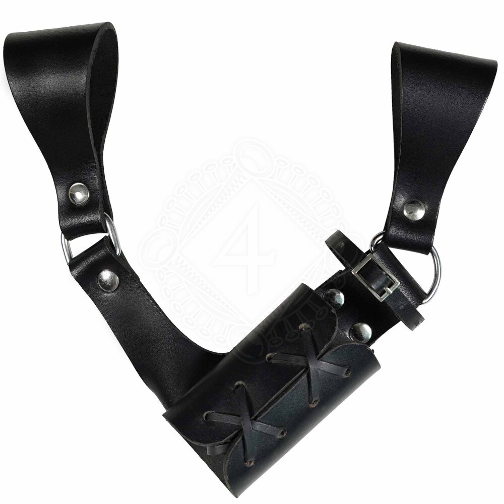 Medieval Leather Sword Frog Universal Rapier Broadsword and Cutlass Holder - Black | Outfit4events