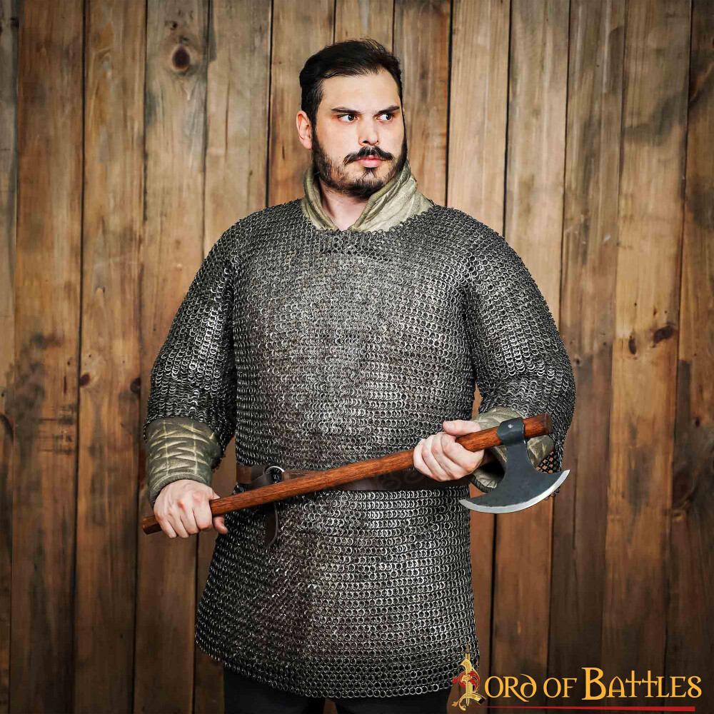 Stainless-Steel Chainmail Shirt with Half Sleeves, Riveted Flat Rings ...