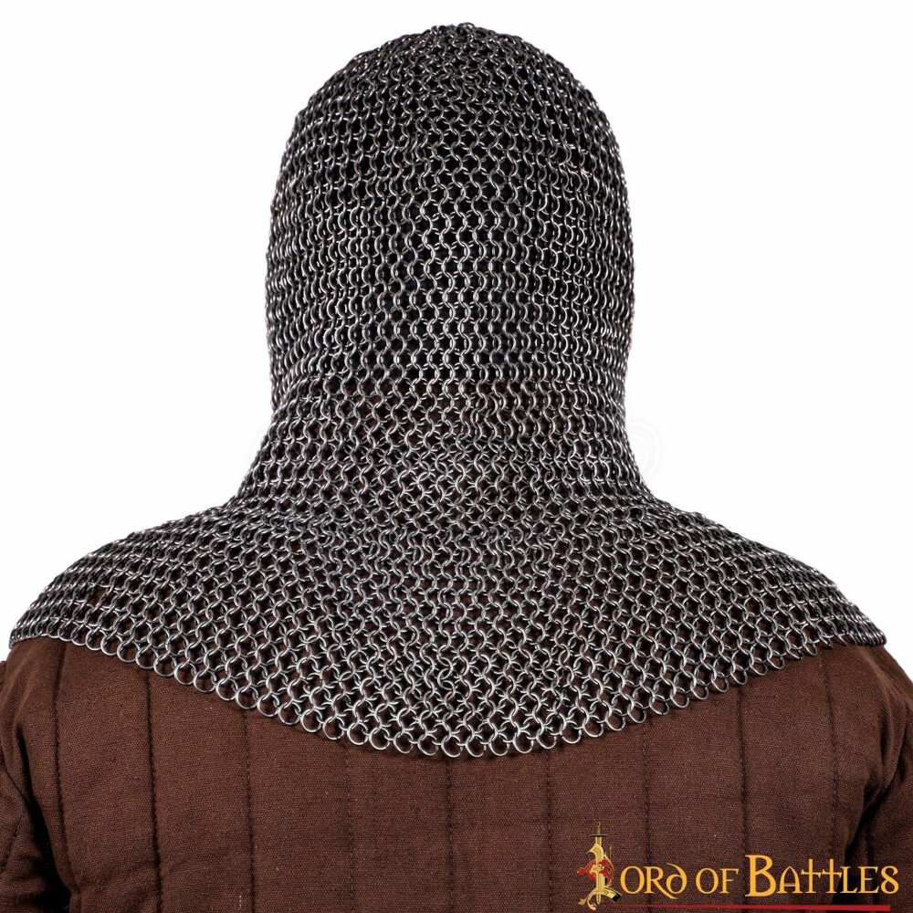 Round Collar Chainmail Coif, Butted, ID 9 mm, Spring Steel | Outfit4events