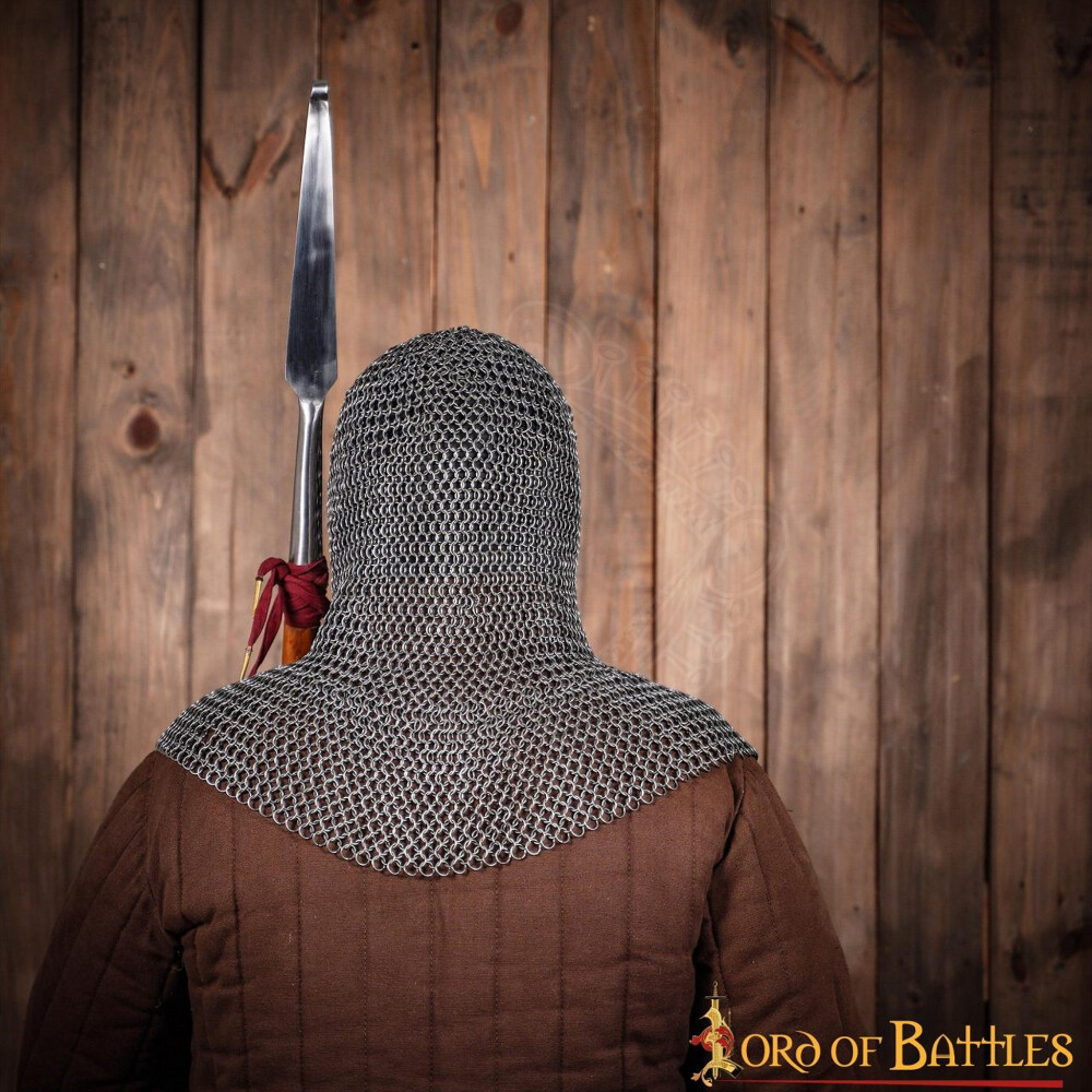 Round Collar Chainmail Coif, Butted, ID 9 mm, Spring Steel | Outfit4events