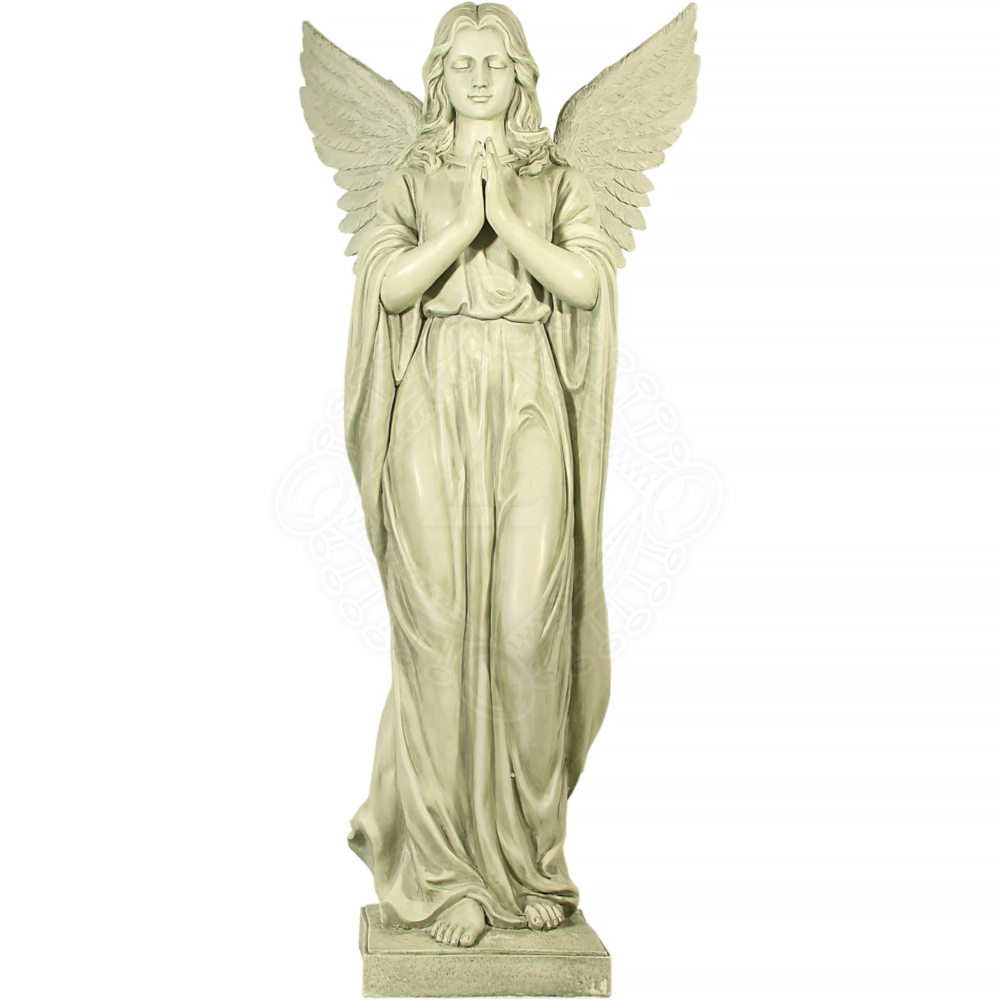 Beautiful statuette of a standing angel with hands folded in prayer ...