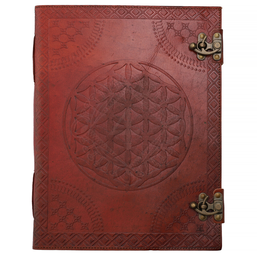 Antique Handmade Leather-Bound Notepad with Embossed Interlocking ...