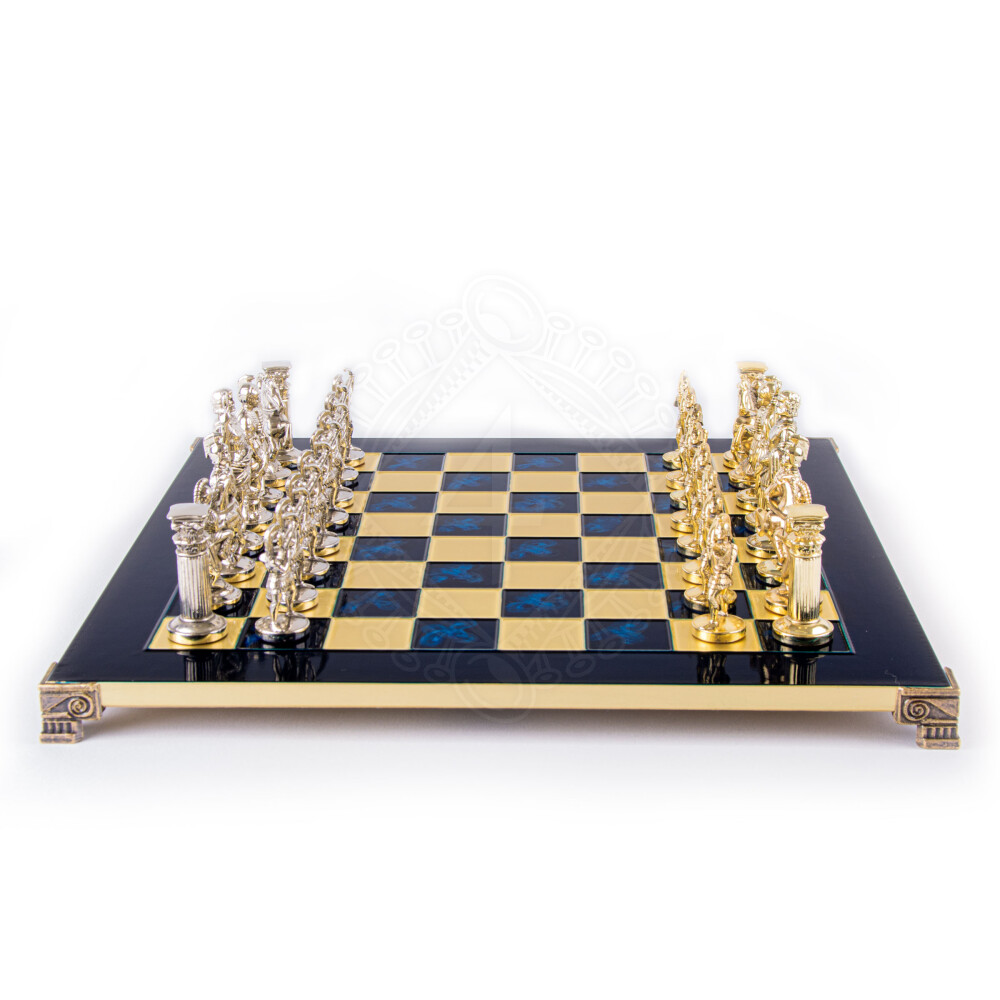 Archers Chess Set with gold/silver chessmen and brass chessboard 44 x ...