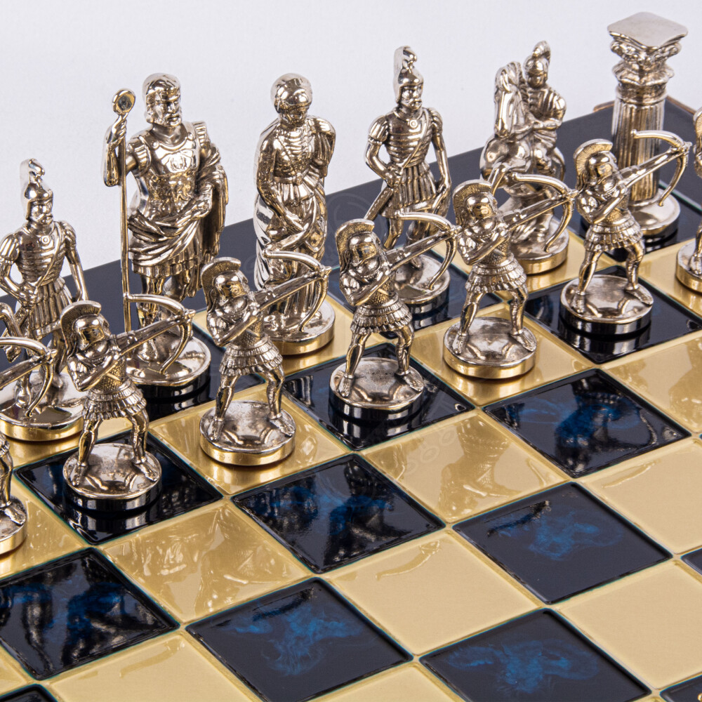 Archers Chess Set with gold/silver chessmen and brass chessboard 44 x ...