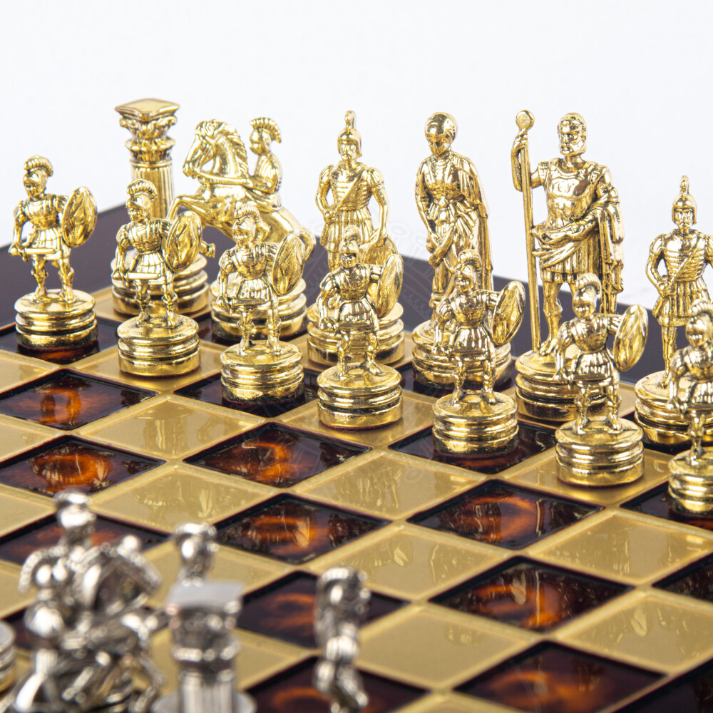 Greek Roman Period Chess Set with gold/silver chessmen and brass ...