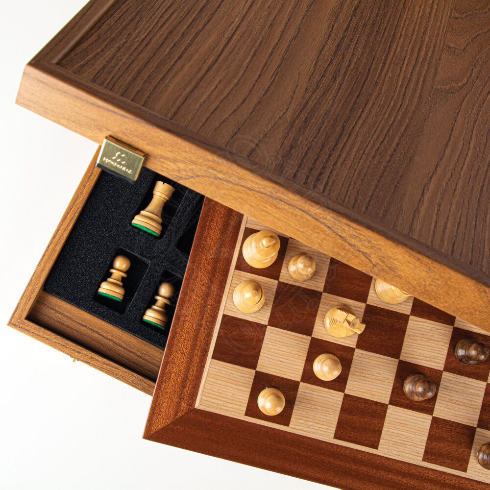 Mahogany Chess set 40x40cm (Medium) with Staunton Chessmen 7,7cm King ...