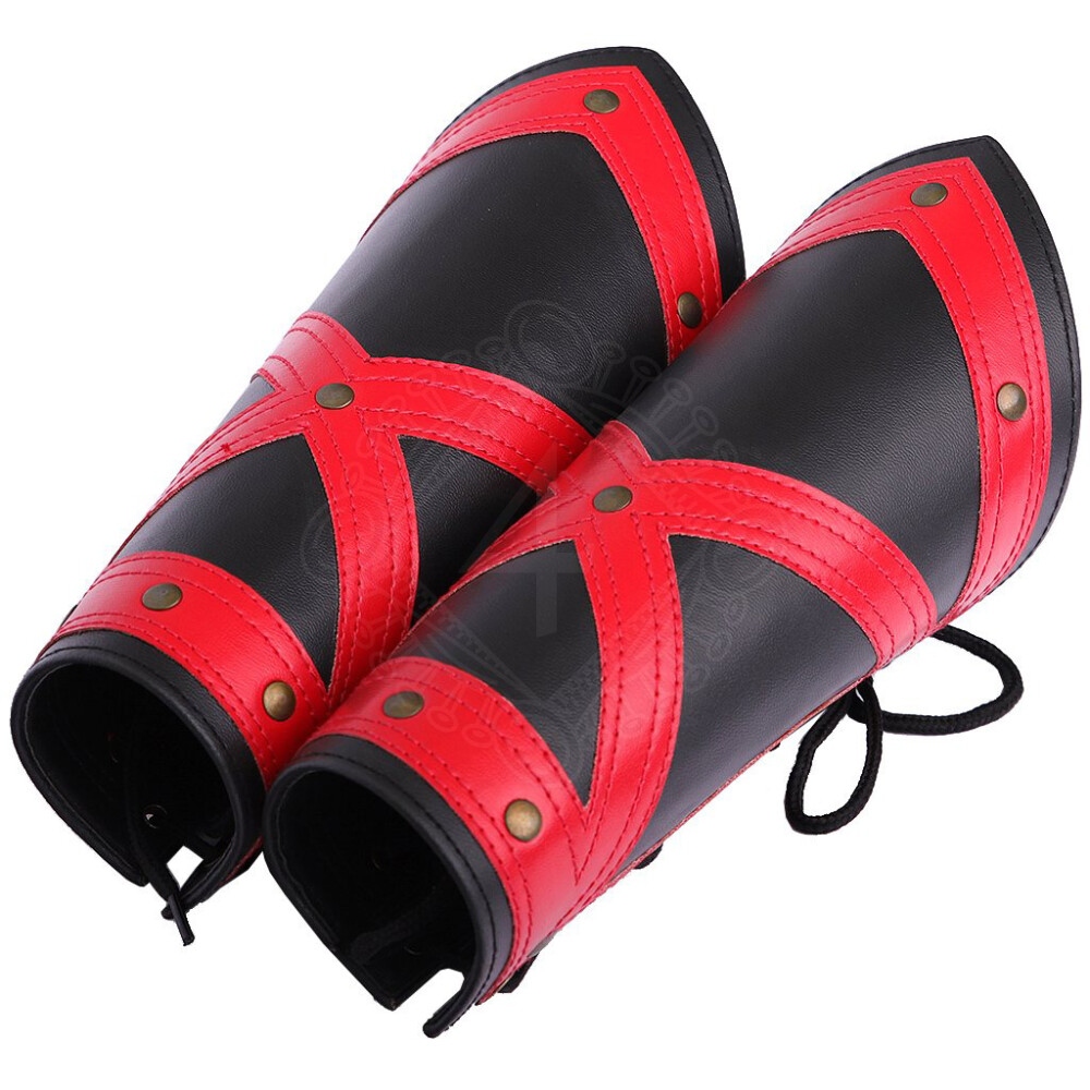 LARP Red and Black Leather Bracers | Outfit4Events