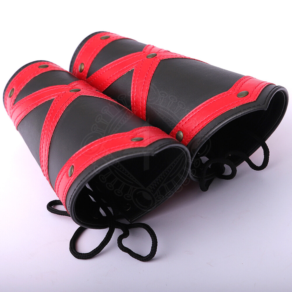 LARP Red and Black Leather Bracers | Outfit4Events