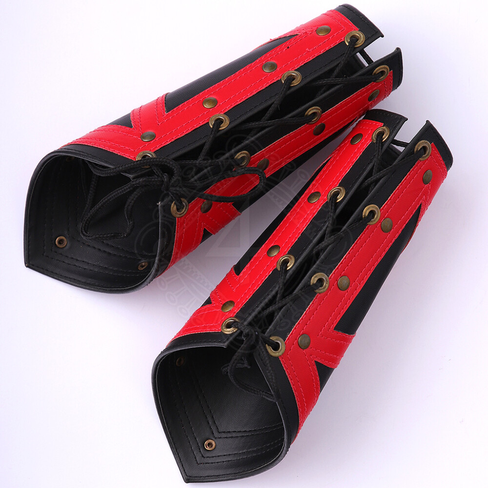 LARP Red and Black Leather Bracers | Outfit4Events