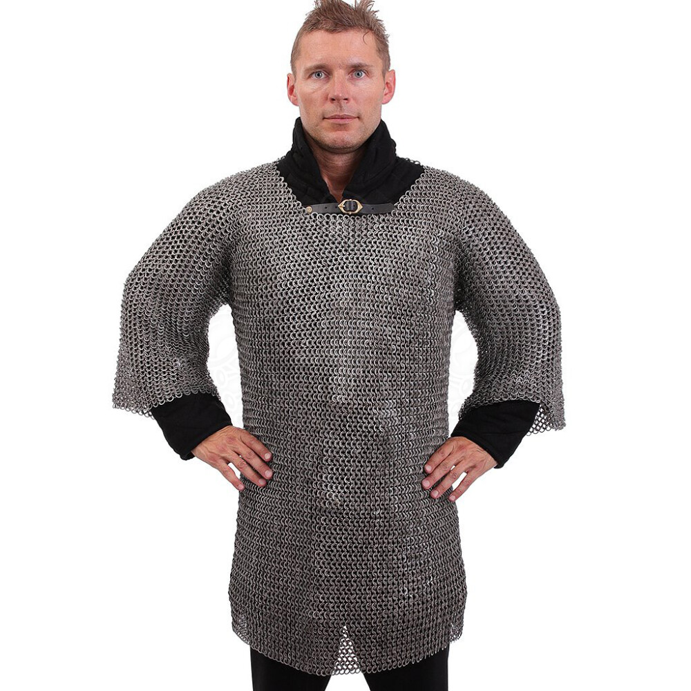 Half Sleeved Chain Mail Shirt, Flat Ring Wedge Riveted (Alt), Natural ...
