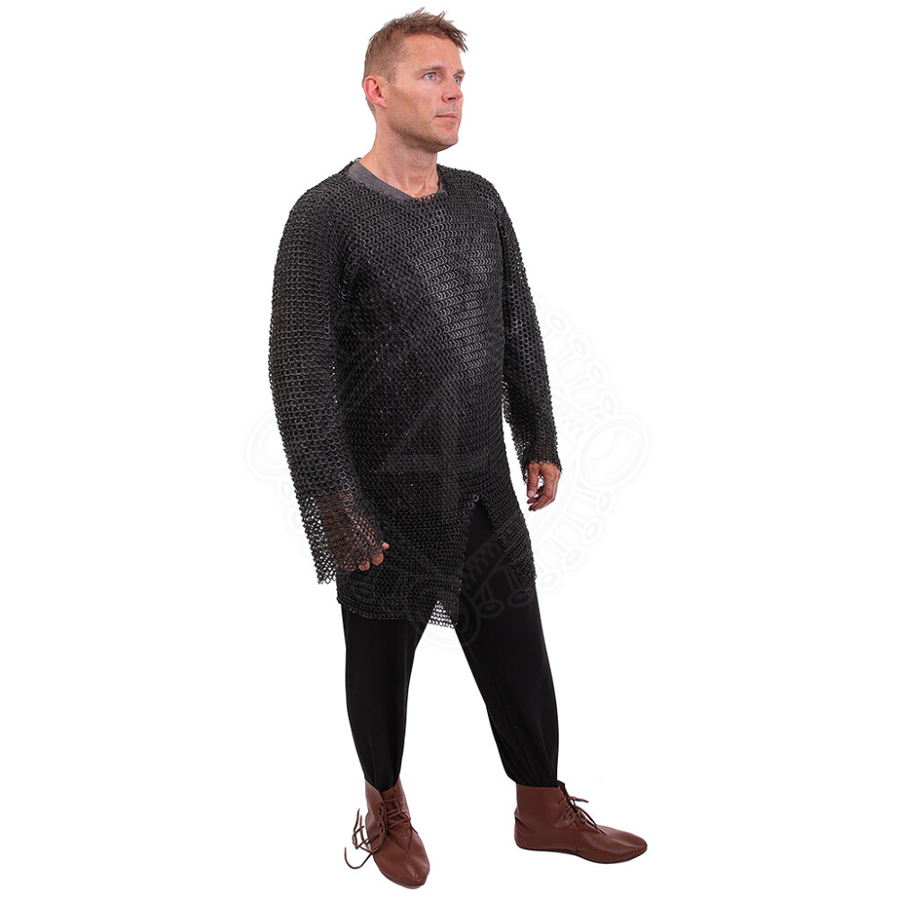 Chain mail Hauberk, round rings riveted with round rivets alternating ...