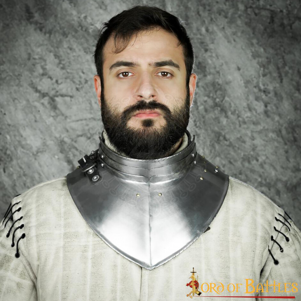 Steel Gorget with articulated stand-up collar, 16 gauge | Outfit4events