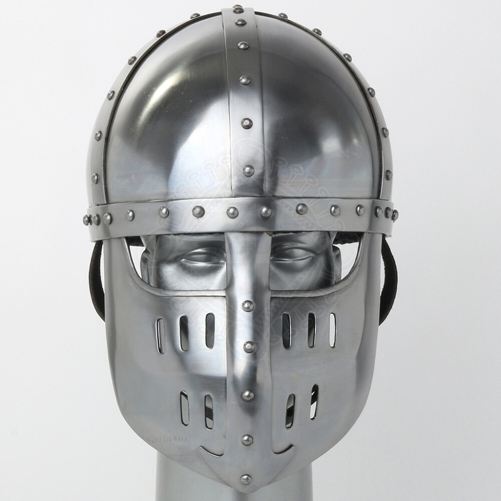 Late medieval helmet Spangenhelm with face plate - Size L | Outfit4Events