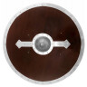 Round wooden shield with steel band 76cm | Outfit4events