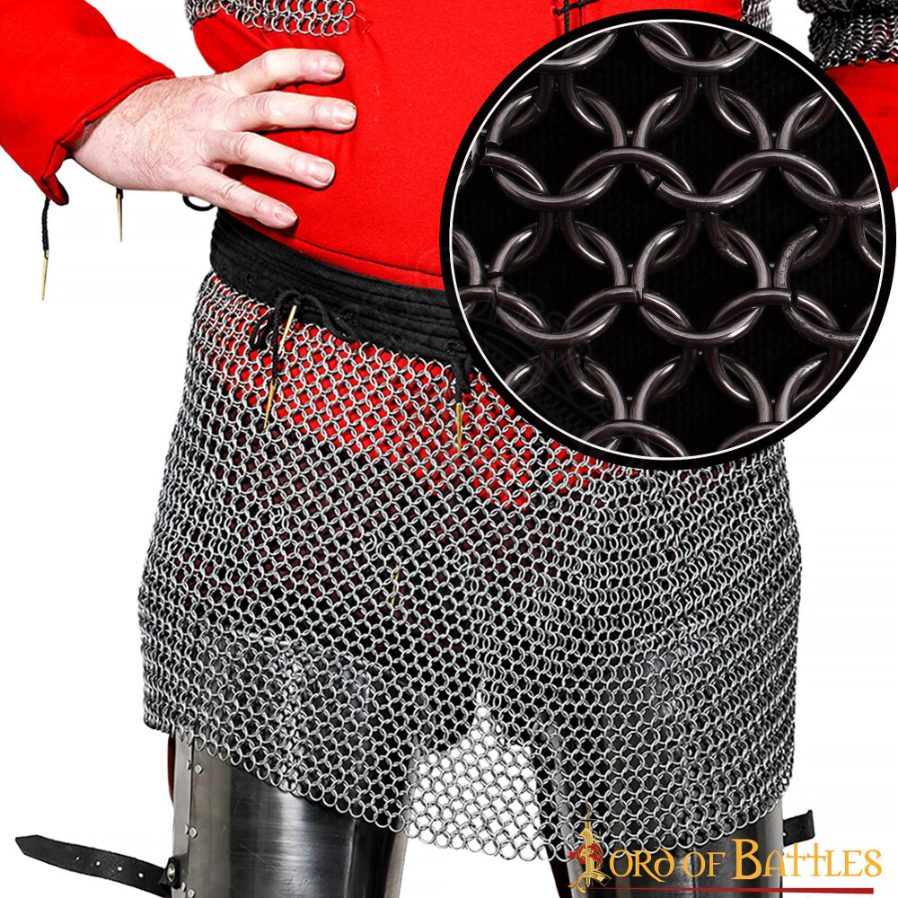 Chainmail apron, spring steel Butted round rings Ø9mm, Natural ...