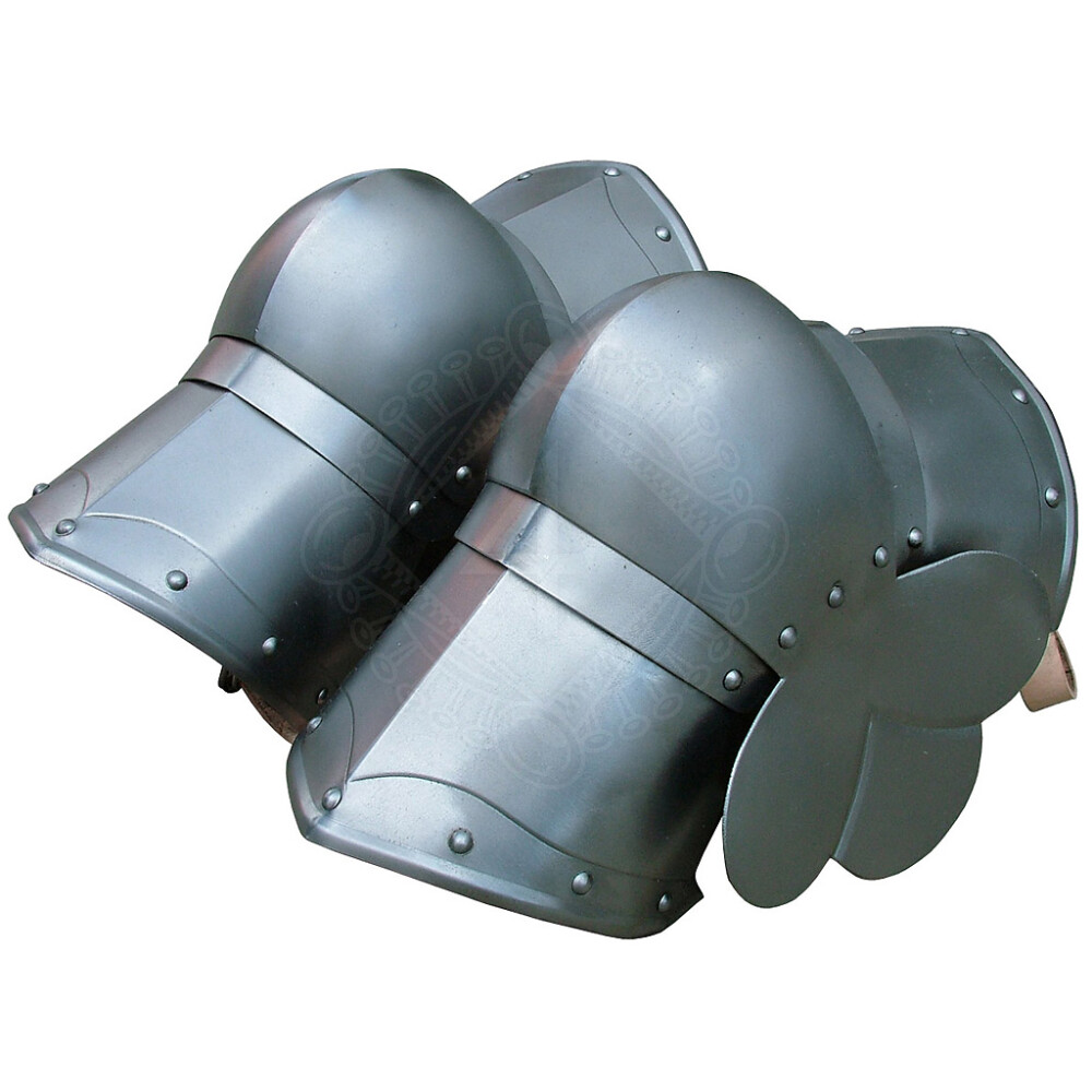 Pair of poleyns - XL, 1.5mm Gauge 16, brushed, matt finish | Outfit4Events