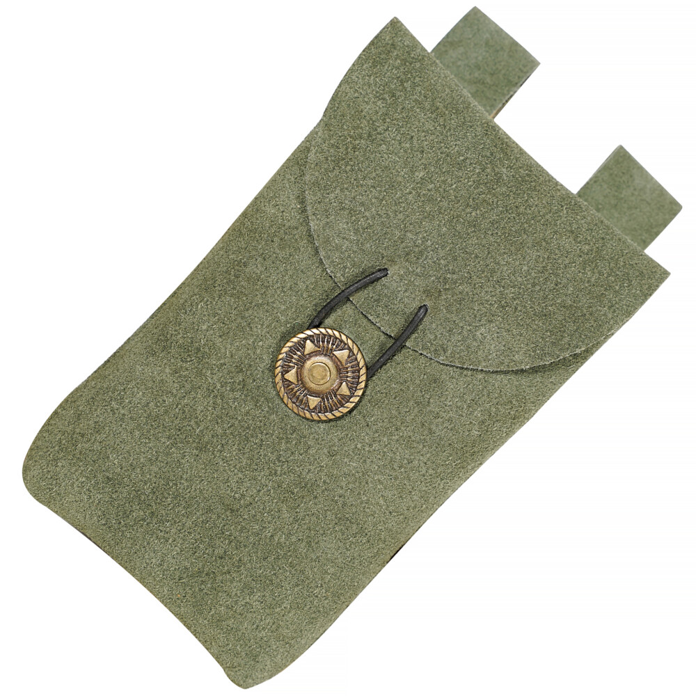 Historicising suede belt pouch for mobile phone and other small items ...