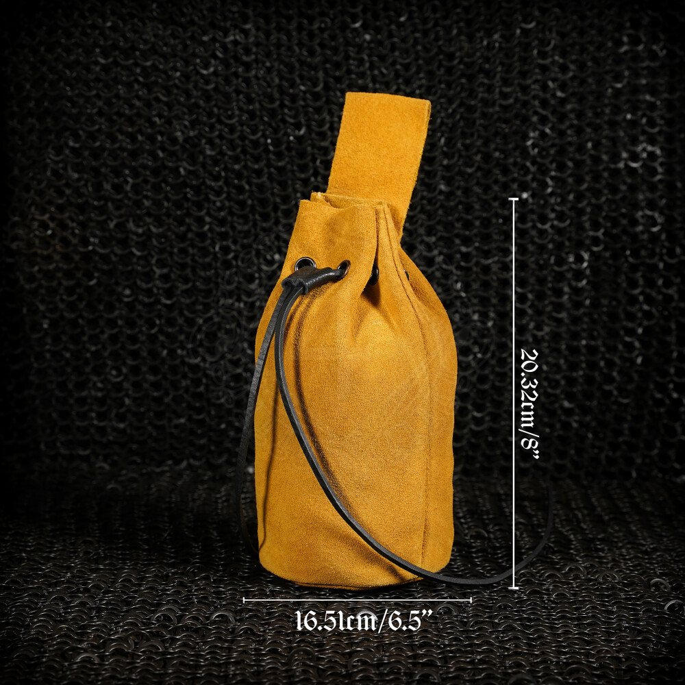 Medieval Drawstring Belt Pouch for SCA LARP re-enactment, Suede Leather ...