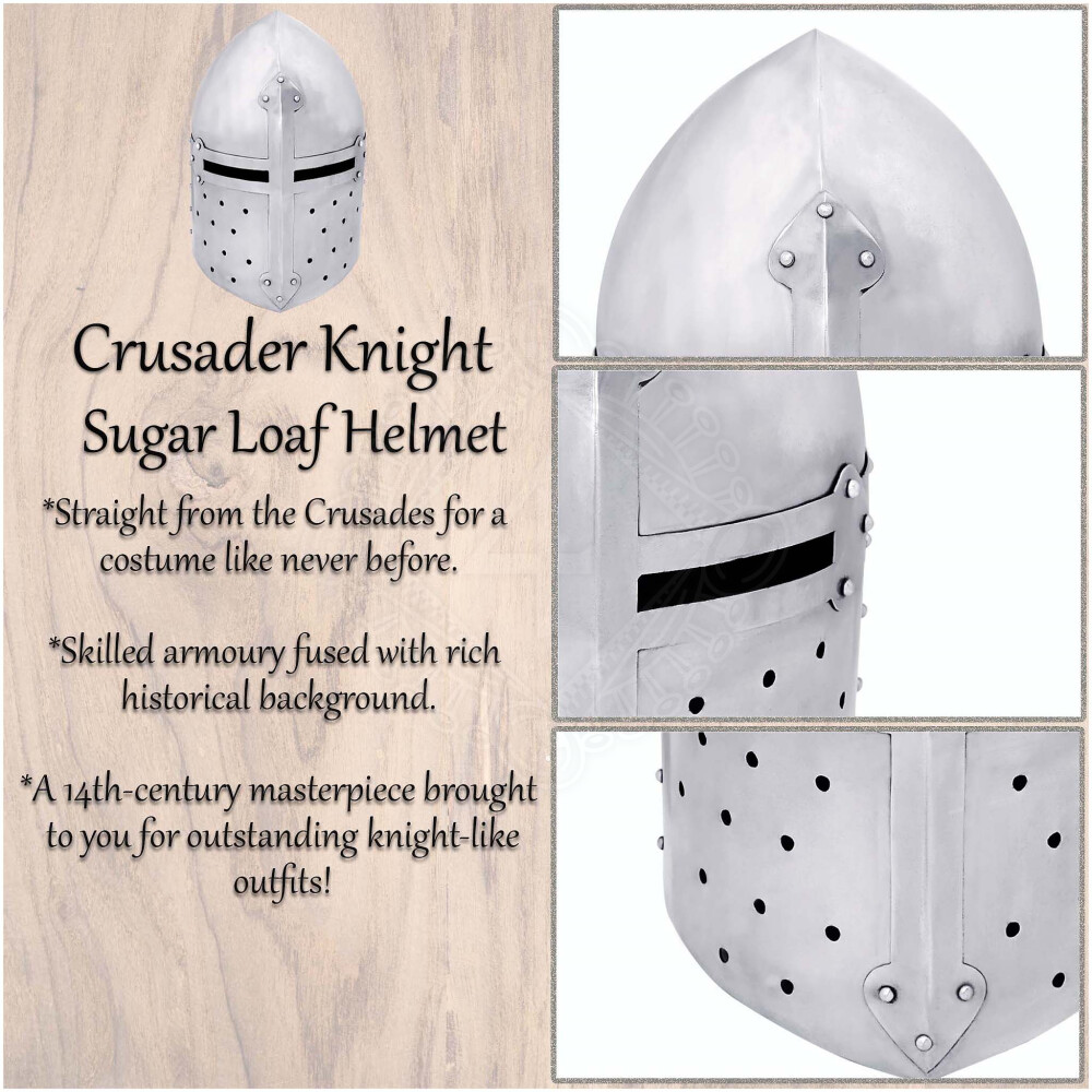 Sugarloaf Helmet, Bucket Helm, 14th century, 1.5mm thick | Outfit4events
