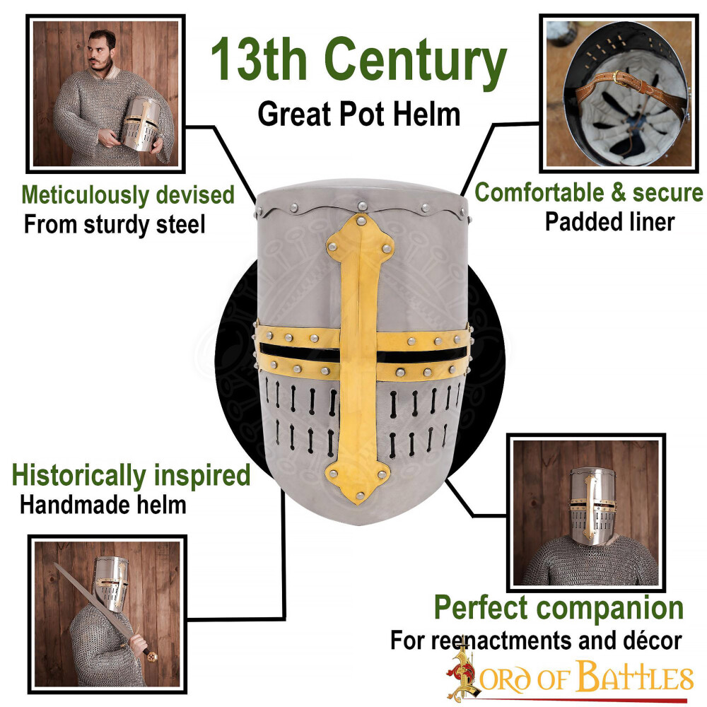 13th Century Great Helm, Pot Helm from 1.5mm steel | Outfit4events