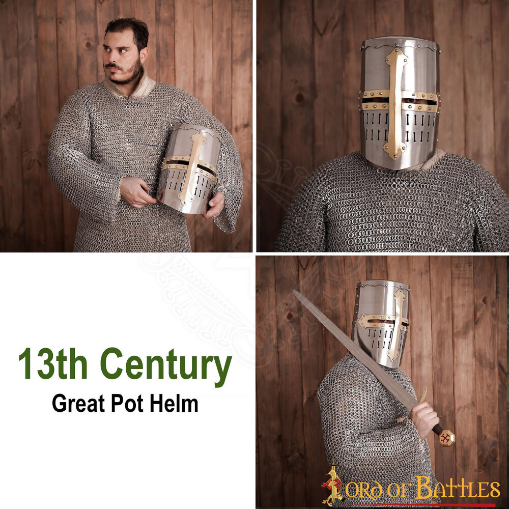 13th Century Great Helm, Pot Helm from 1.5mm steel | Outfit4events