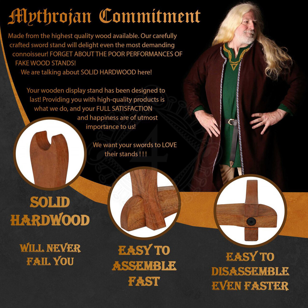 Simple & portable sword stand 34x14cm from solid wood | Outfit4events