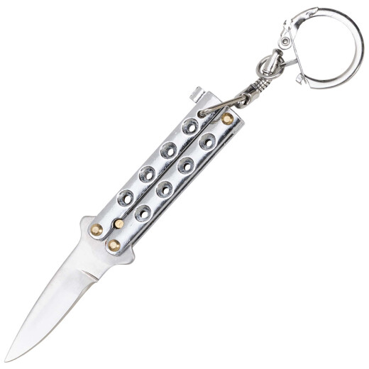 Mini Butterfly knife keychain, silver | Outfit4events
