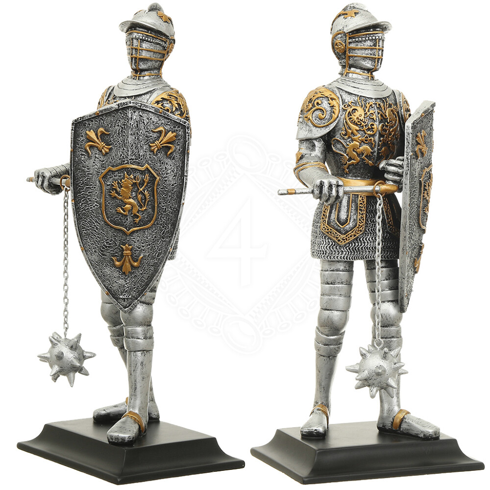 Resin Statue armored Knight with flail and shield, 33cm | Outfit4events